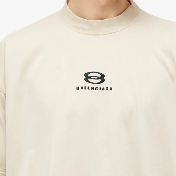 balenciaga ロゴ Tシャツ XL ベージュ Logo cotton jersey T-shirt in beige - Balenciaga | Mytheresa